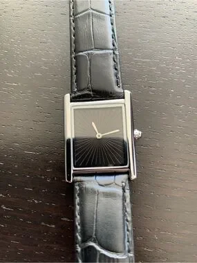 Accessories | Minimalist Rectangular Black Dial Leather Strap Tank ...